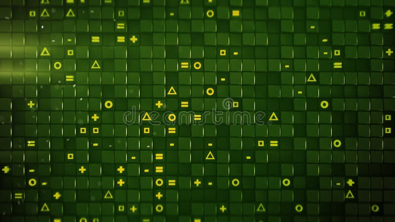 Random Symbols and Cubes 3D Rendering Stock Illustration - Illustration ...