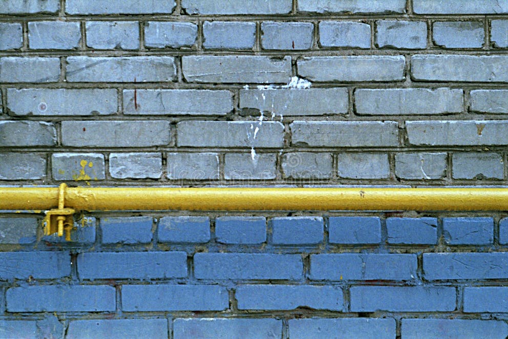 Wall of Grey Bricks with.Tube. Stock Image - Image of scratch, brick ...