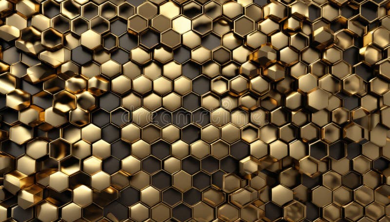 A Wall of Hexagonal Gold Tiles Stock Illustration - Illustration of ...