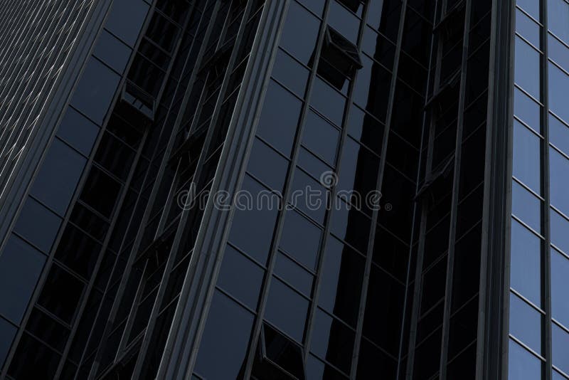 Wall of Black High Modern Glass Building Stock Image - Image of ...