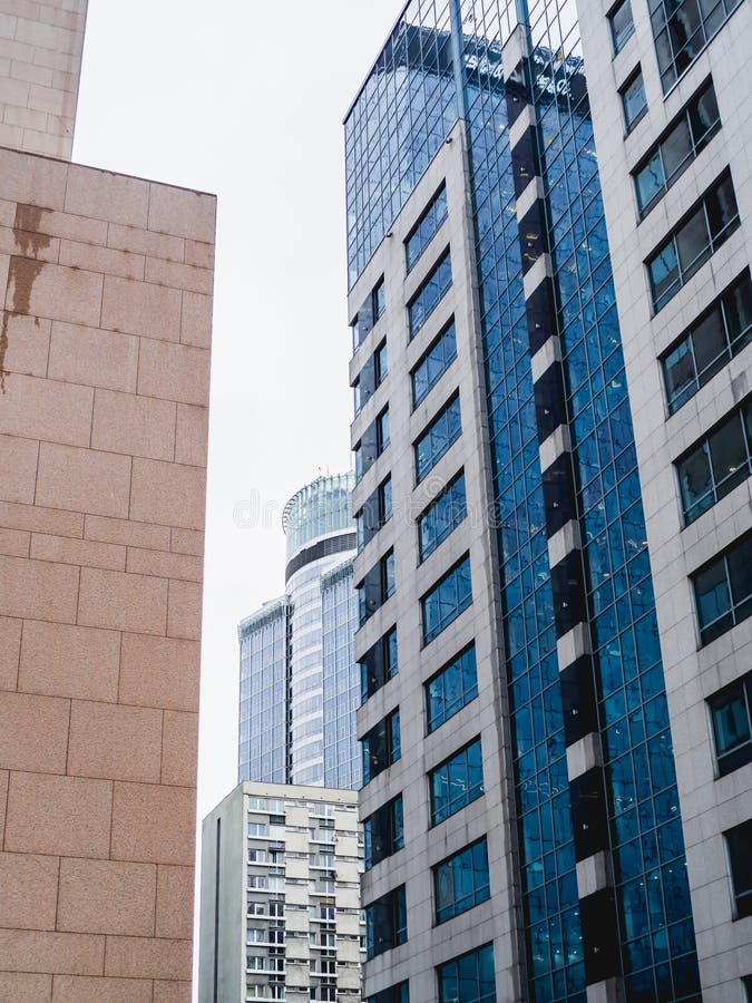 Wall of a High Office Building Stock Image - Image of reflection ...