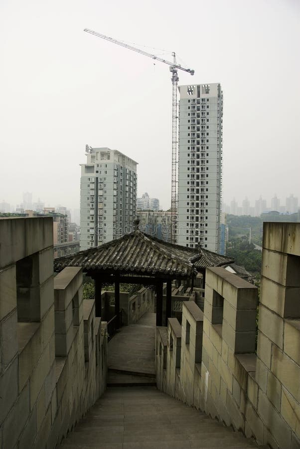 Wall with High-rise Buildings Stock Image - Image of construct, china ...
