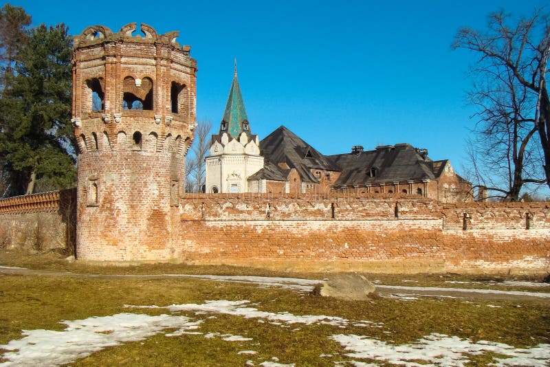 Wall with a high tower stock image. Image of place, high - 51589973