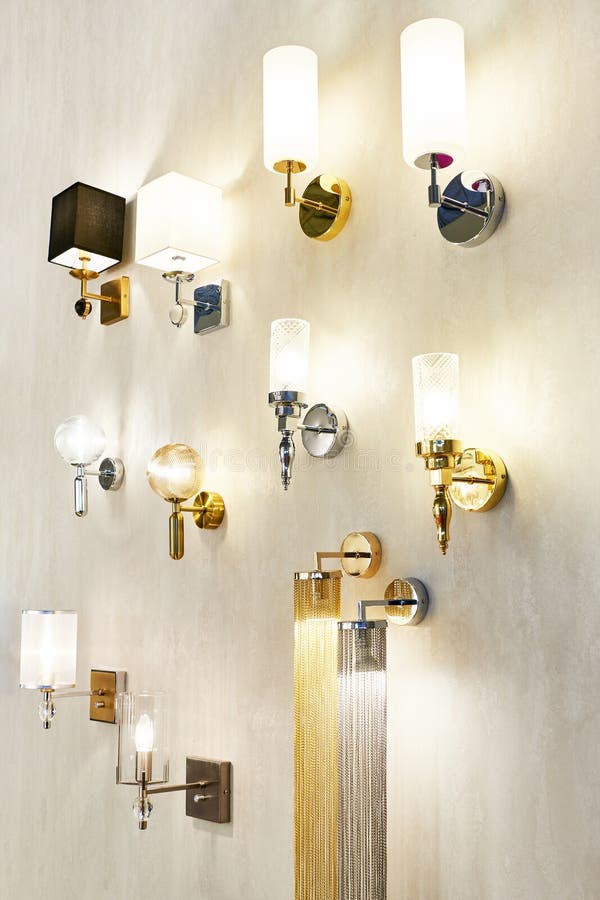 Wall home lights in store stock image. Image of room - 230344889