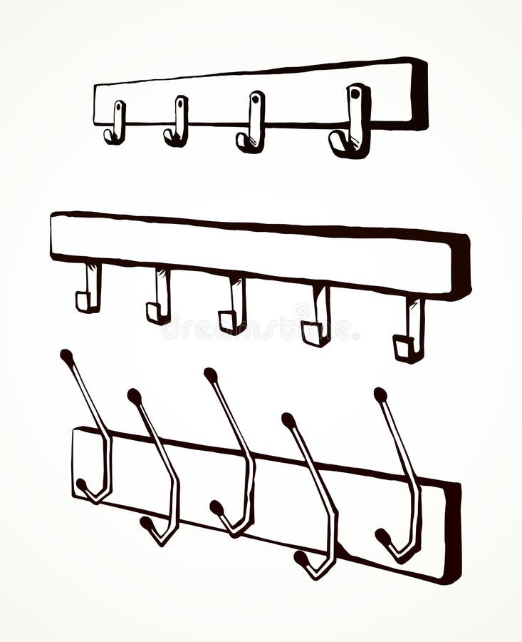 Wall hook. Vector drawing stock vector. Illustration of metal - 174481470