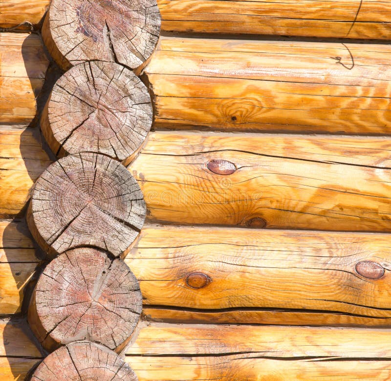 Wall of a House with a Log Frame As a Background Stock Image - Image of ...