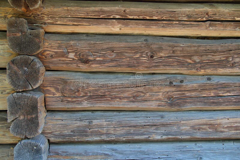 The Wall of the House is Made of Logs. Stock Image - Image of ...