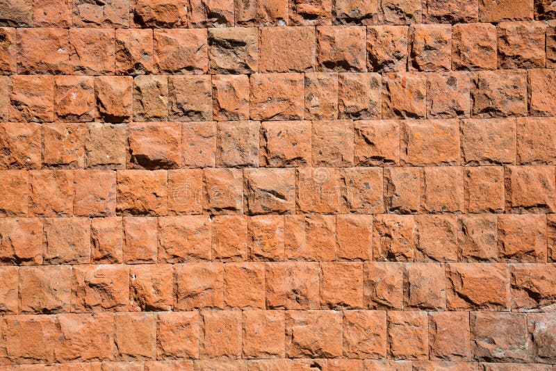 The Wall of the House is Red Stone. Texture Background Stock Photo ...