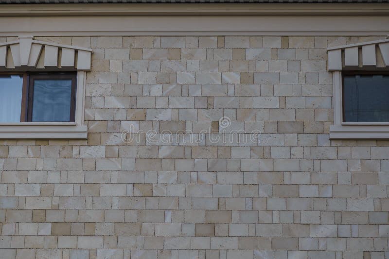 Wall of a House with Windows in a Classic Design. Stock Image - Image ...