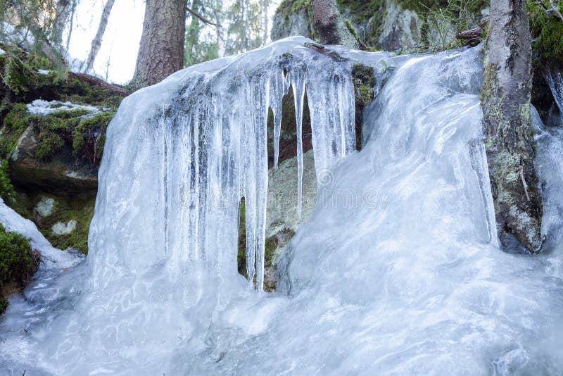 Wall of ice at forest rock stock photo. Image of natural - 85454828