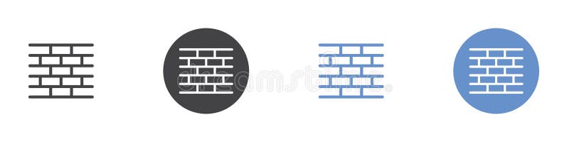Wall Icon Flat Set in Black and White Color Stock Vector - Illustration ...