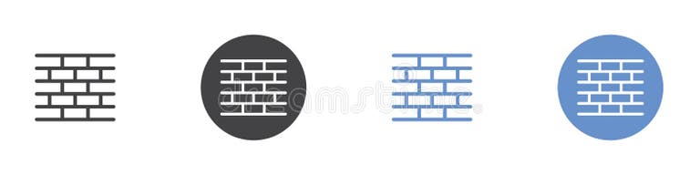 Wall Icon Flat Set in Black and White Color Stock Vector - Illustration ...