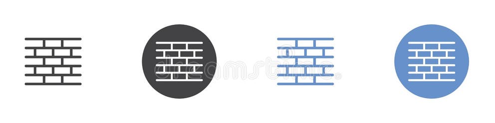 Wall Icon Flat Set in Black and White Color Stock Vector - Illustration ...