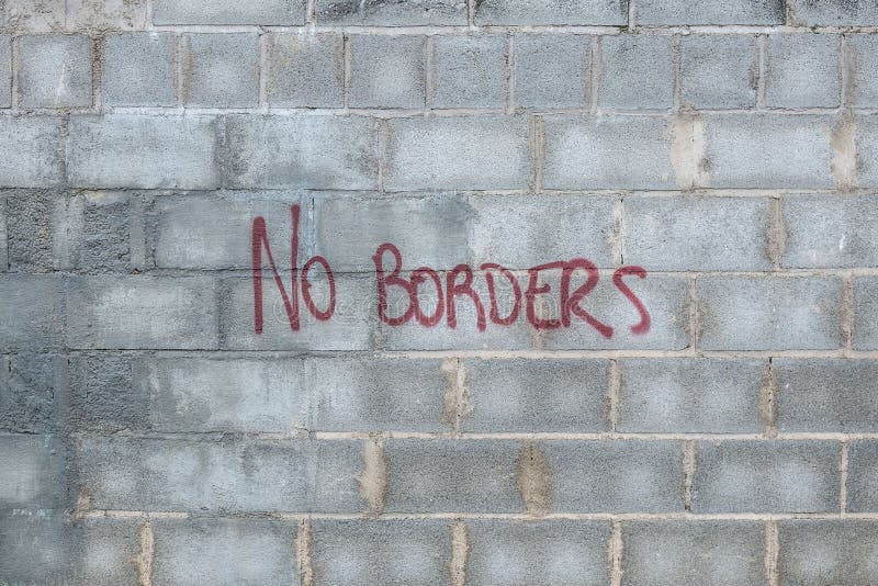 The Wall with Inscription No Borders Stock Image - Image of line ...