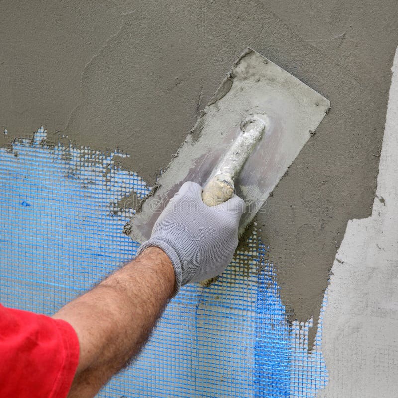 Wall Insulation, Spreading Mortar Over Mesh Stock Photo - Image of ...