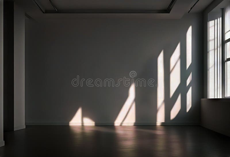 Wall Interior Empty White Room Sunlight Shadow Concrete Light Window ...