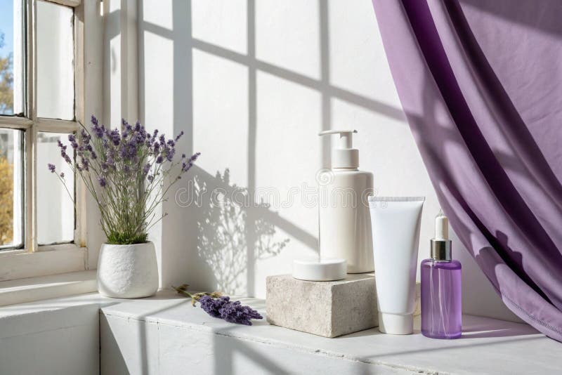 Wall Interior with White and Purple Light Shadow Stock Illustration ...