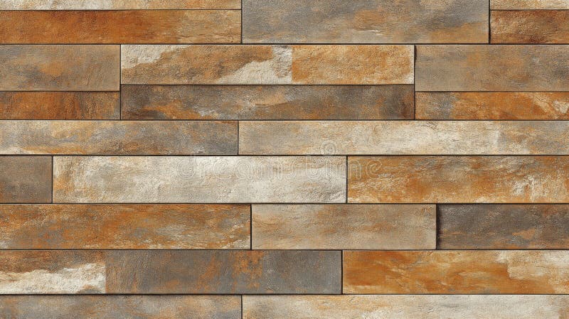 A Wall of Interlocking Stone Tiles in Various Shades of Brown Stock ...