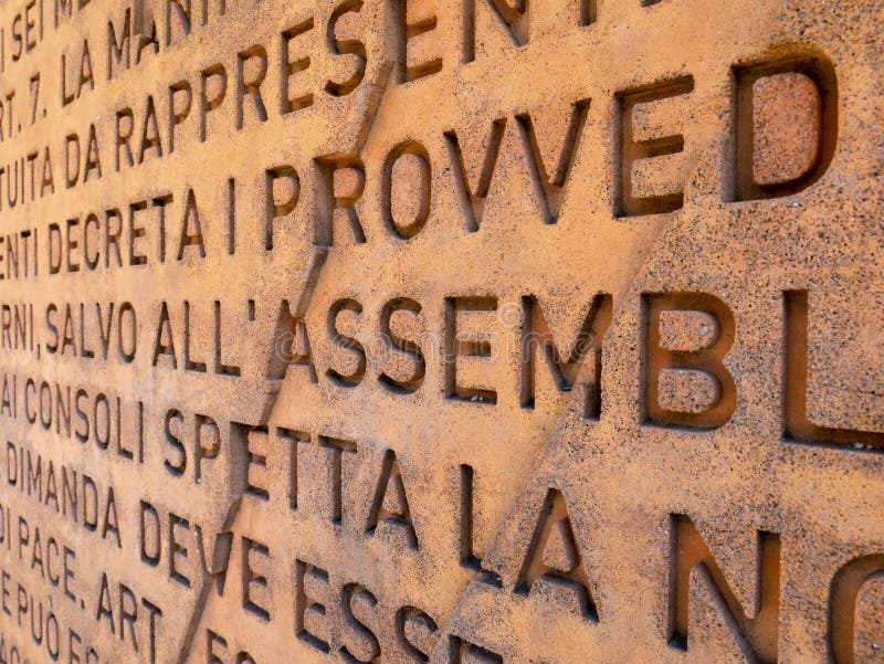 The Wall of the Italian Constitution Stock Image - Image of gianicolo ...