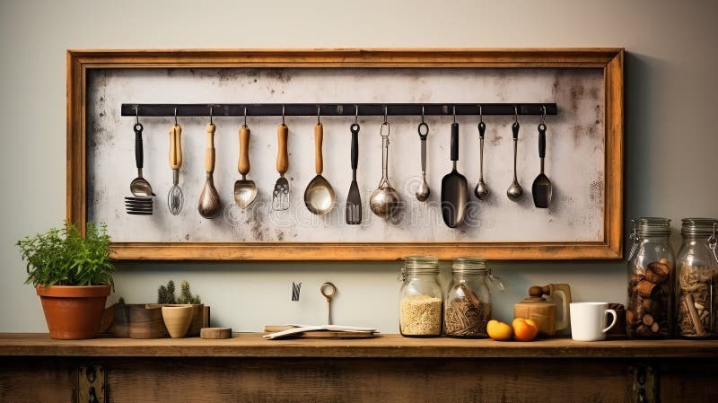 Wall kitchen decor frame stock illustration. Illustration of antique ...