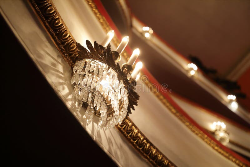 Wall lamp in theater stock image. Image of illumination - 142240373