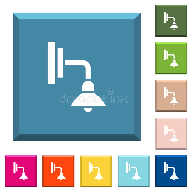 Wall Lamp White Icons on Edged Square Buttons Stock Vector ...