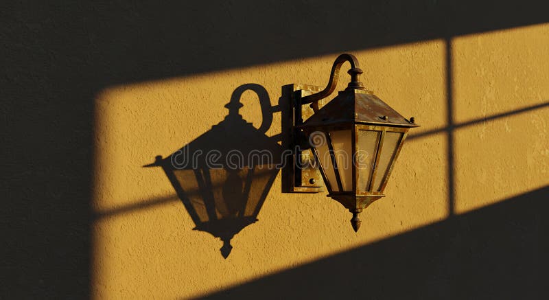 Wall Lantern with Shadow stock illustration. Illustration of garden ...
