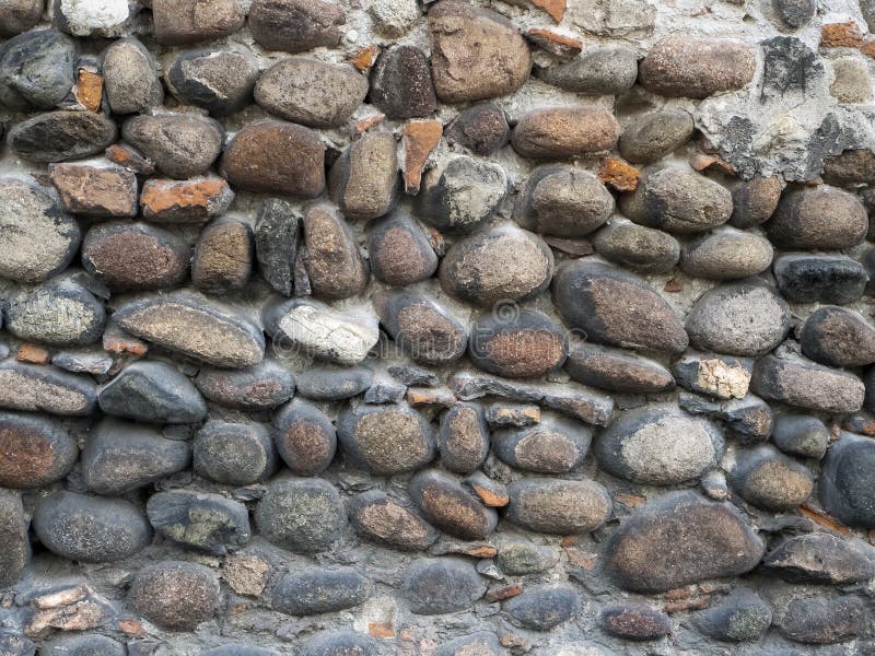 Wall of Large Cobblestones. the Stones are Closely Pressed Together and ...