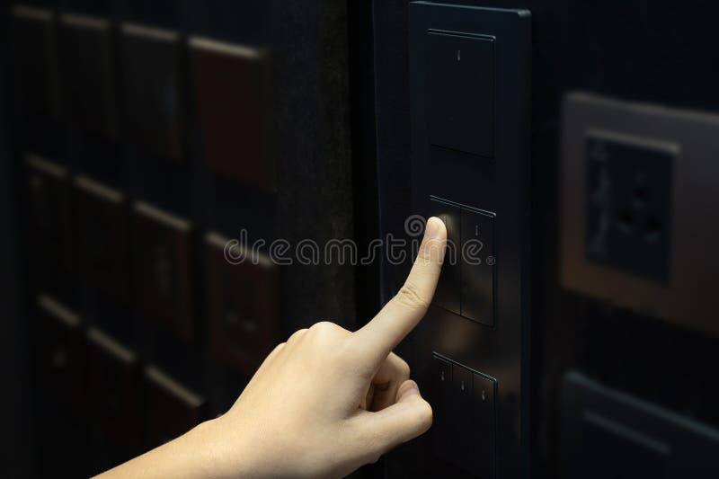Wall Light Switch on and Off in a Modern Home Stock Image - Image of ...