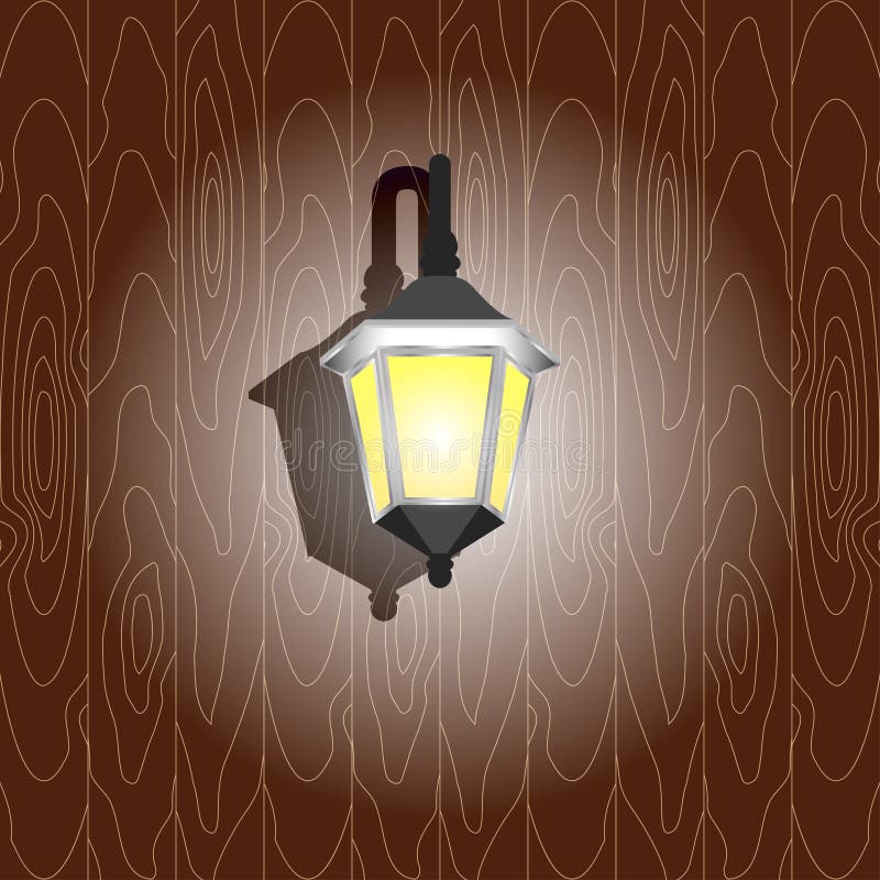 Wall Light on the Wooden Wall. Stock Vector - Illustration of dark ...