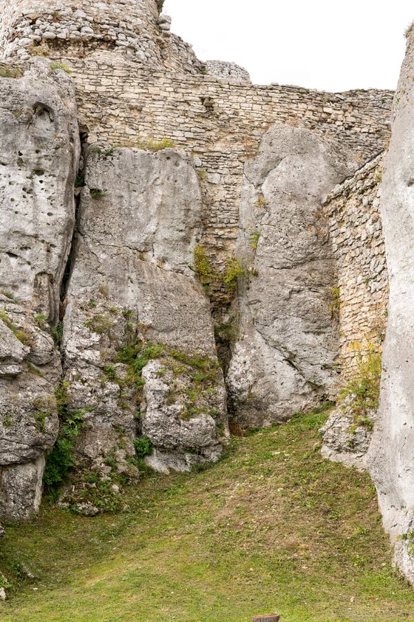 Wall between Limestone Rocks Editorial Stock Image - Image of limestone ...
