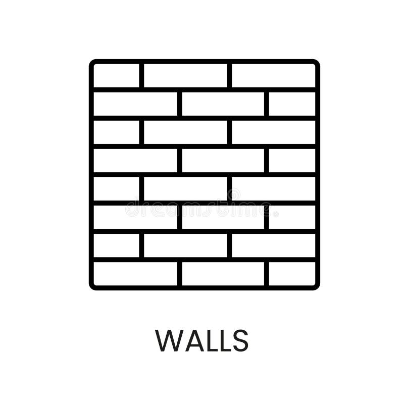 Wall Line Icon Vector with Editable Stroke Stock Illustration ...