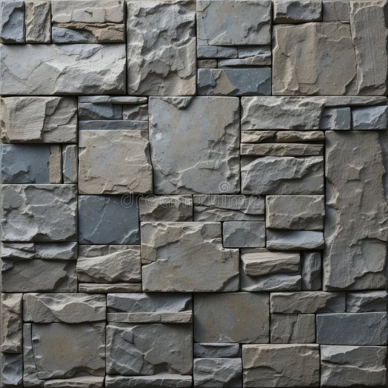 A Wall Lined with Decorative Stone of Various Sizes and Shapes. Gray ...