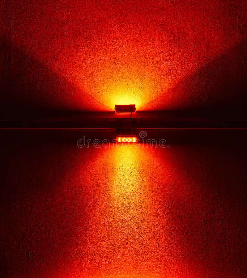 Wall Is Lit From Red Light. Stock Image - Image of wall, illuminated ...