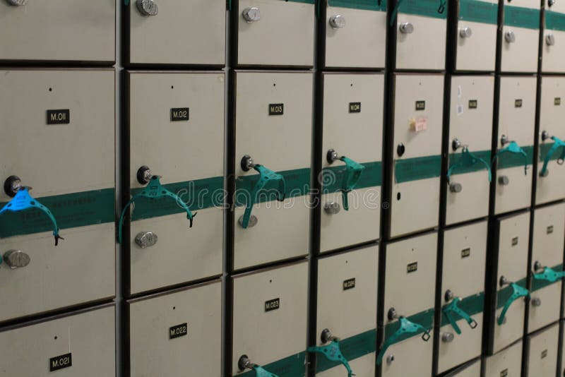 The Wall of Lockers, Row of Tall White Lockers Editorial Stock Photo ...