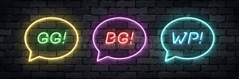 Vector Set of Realistic Isolated Neon Sign of GG, BG, WP Logo for ...