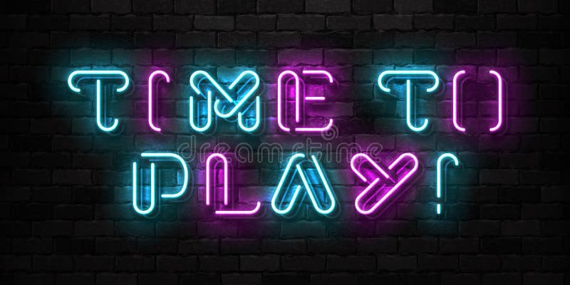 Vector Realistic Isolated Neon Sign of Time To Play Typography Logo ...