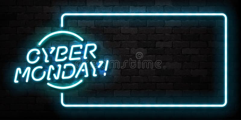 Vector Realistic Isolated Neon Sign of Cyber Monday Frame Logo for ...