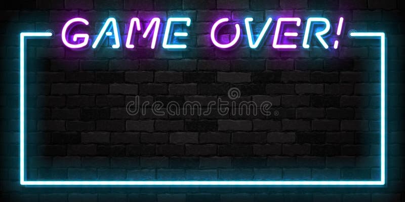 Vector Realistic Isolated Neon Sign of Game Over Frame Logo for ...