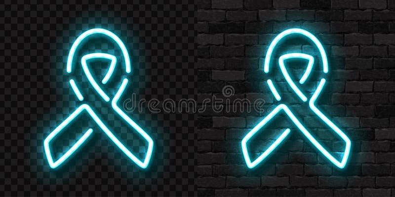 Vector Realistic Isolated Neon Sign of Blue Ribbon Logo for Decoration ...