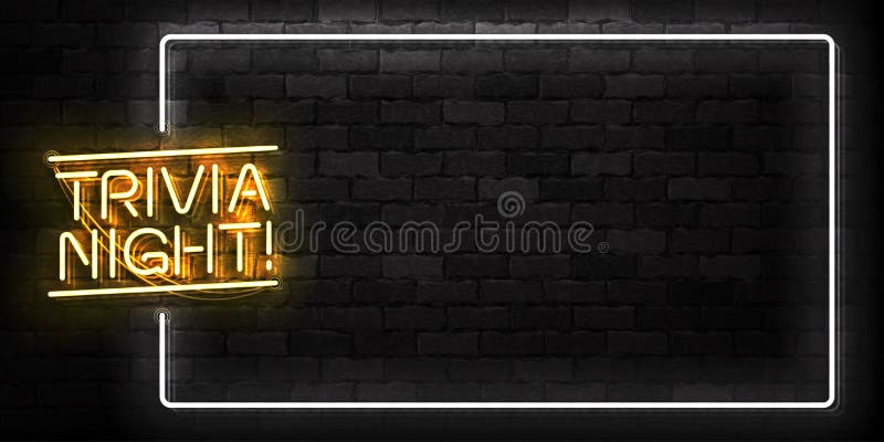 Vector Realistic Isolated Neon Sign of Trivia Night Frame Logo for ...