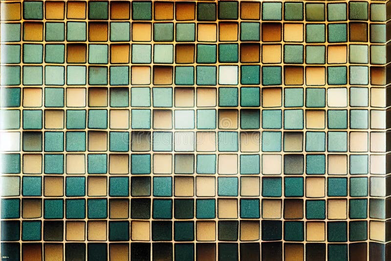 A Wall with a Lot of Different Colored Tiles on it S Side and a Clock ...