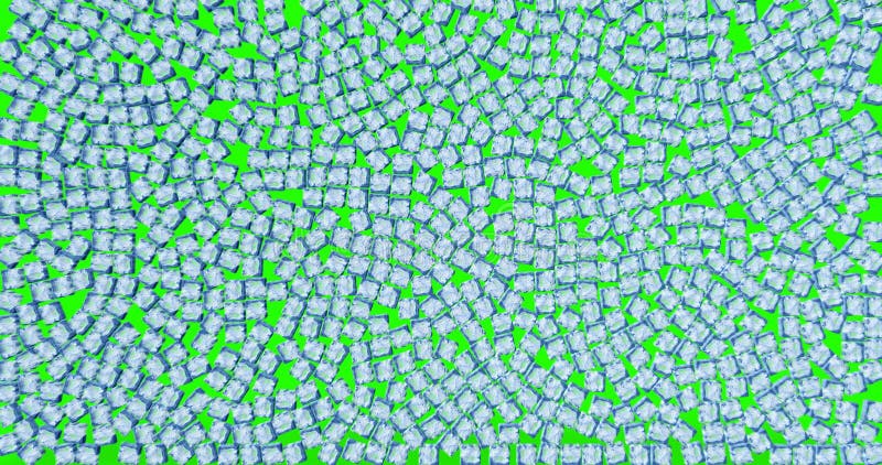 Wall of a Lot of Ice Cubes Symbol Falling Down on Chroma Key Green ...