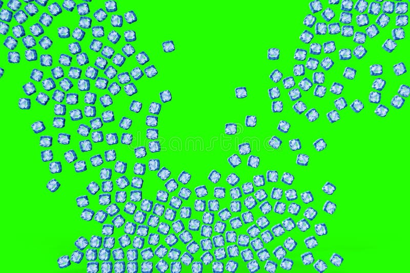 Wall of a Lot of Ice Cubes Symbol Falling Down on Chroma Key Green ...