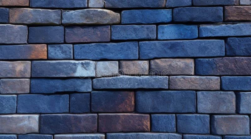 Wall Made of Blue Large Bricks. Generative AI. Stock Illustration ...