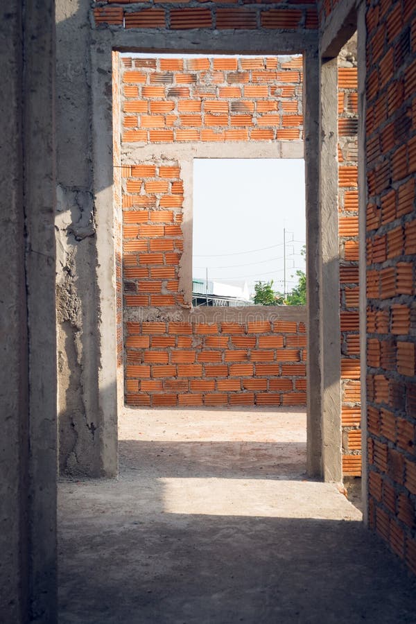 Wall Made Brick in Residential Building Construction Stock Image ...