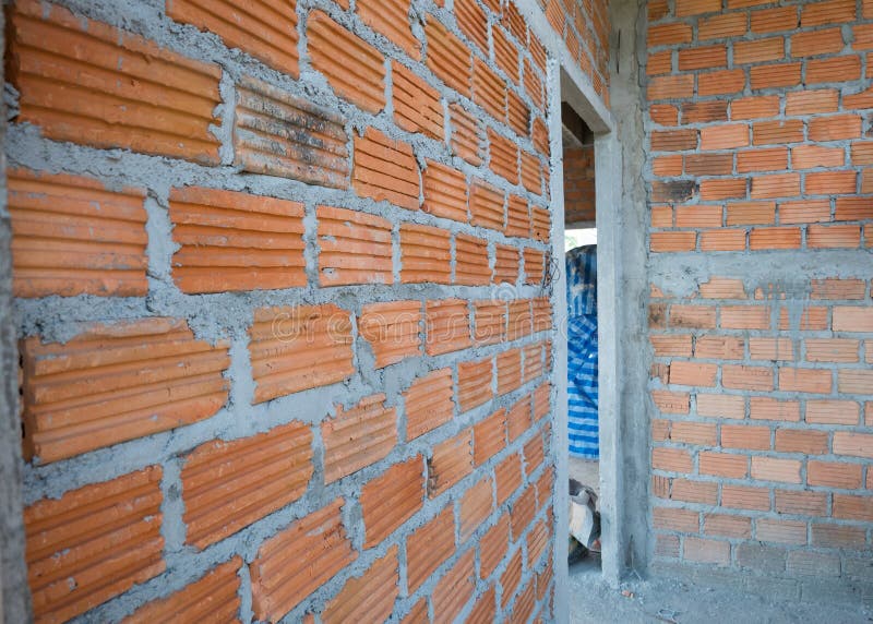 Wall Made Brick in Residential Building Construction Stock Image ...
