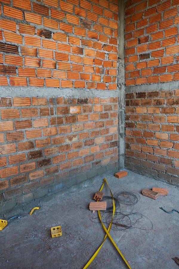 Wall Made Brick in Residential Building Construction Stock Image ...