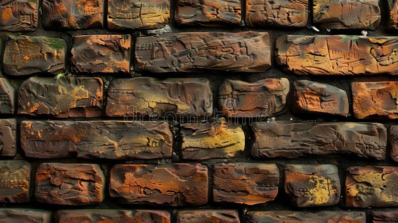 A Wall Made of Bricks with Writing on it Stock Image - Image of animal ...