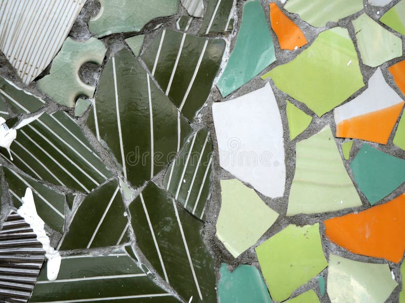 A Wall Made of Colorful Broken Ceramic Shards.it is a Beautiful Work of ...